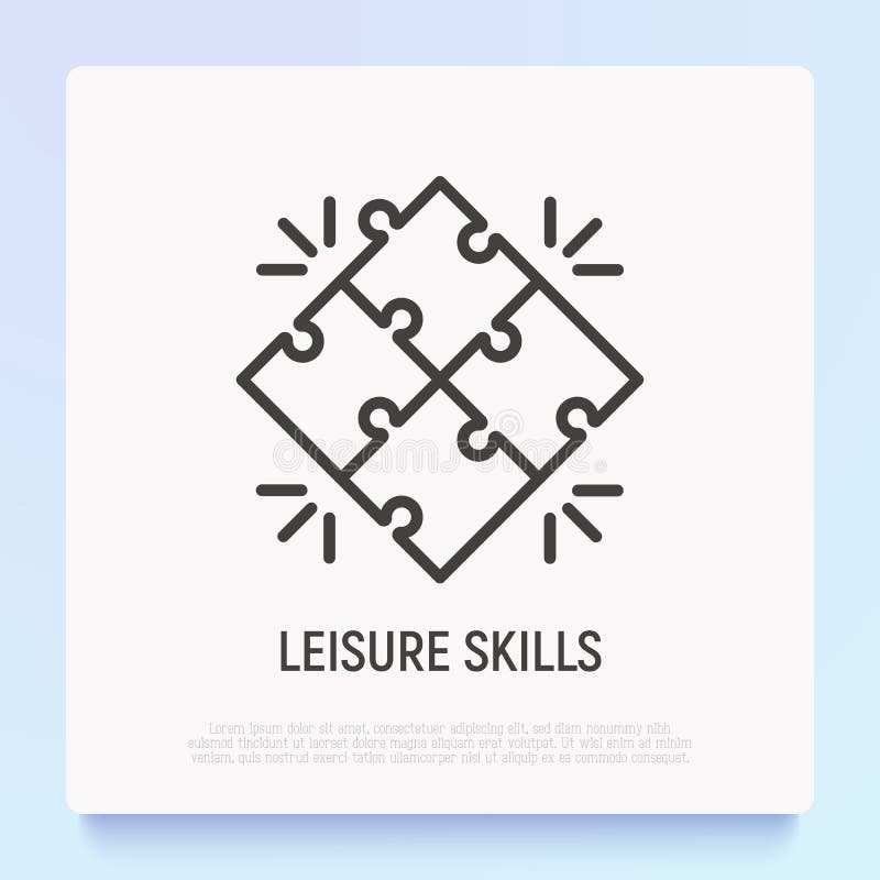 Completed Puzzle from Four Pieces. Thin Line Icon of Business Solution ...