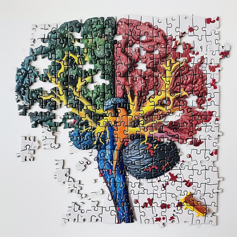 Completed Puzzle with Vibrant Neurographic Patterns Stock Image - Image ...