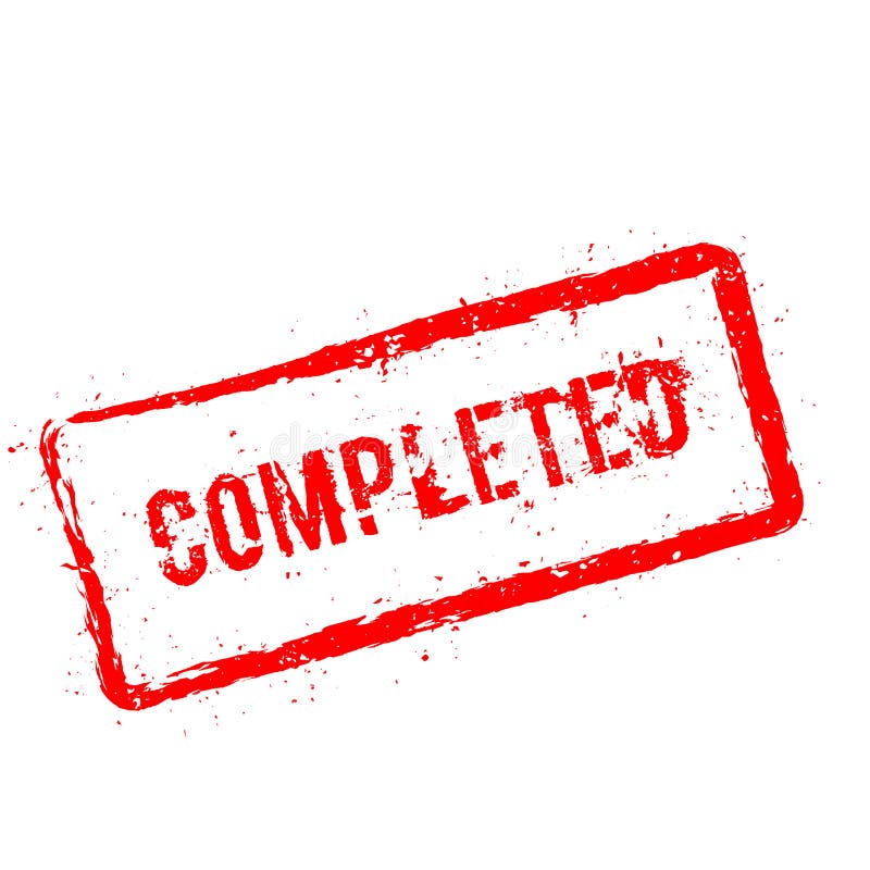 Completed Red Square Grunge Stamp On White Stock Illustration