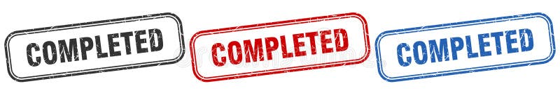 Completed Square Isolated Sign Set. Completed Stamp Stock Vector ...