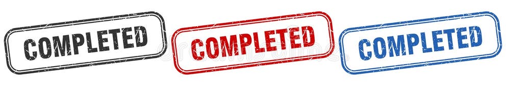 Completed Square Isolated Sign Set. Completed Stamp Stock Vector ...