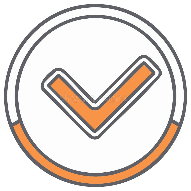 Completed Task Success Icon with Orange Checkmark and Circular Progress ...