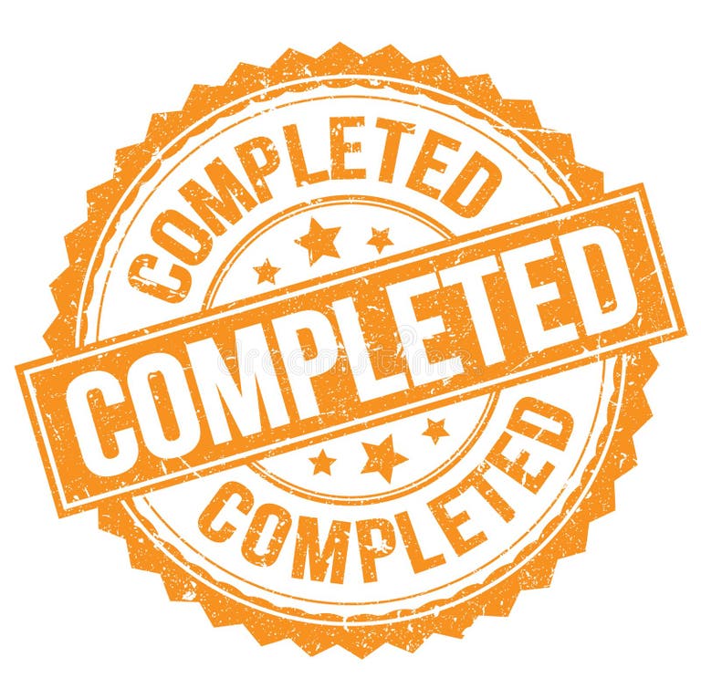 COMPLETED Text on Orange Round Stamp Sign Stock Illustration ...