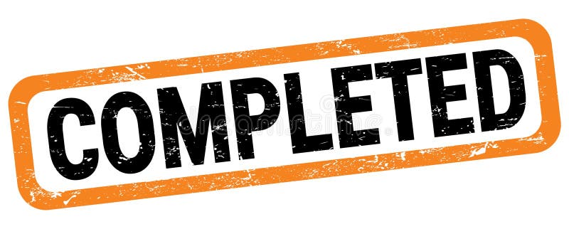 COMPLETED Text Written on Orange-black Rectangle Stamp Stock ...