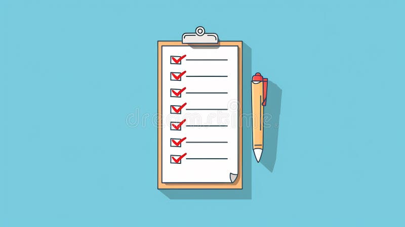 Completed To-Do List with a Pen Stock Illustration - Illustration of ...