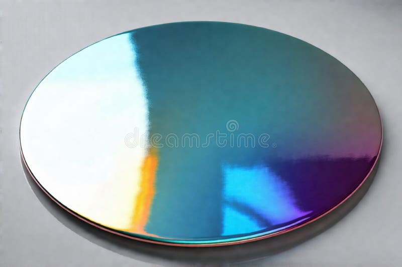 Iridescent Flat Disc Mockup on Reflective Surface Stock Illustration ...
