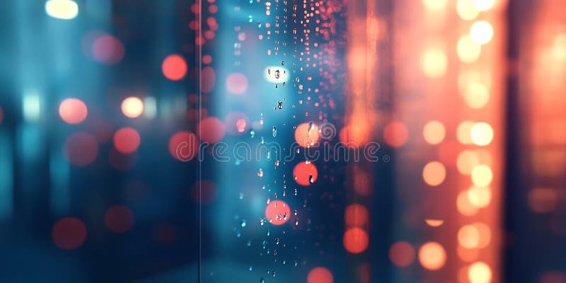 Completely Blurred Data Server Room with Blue and Red Lights for Tech ...
