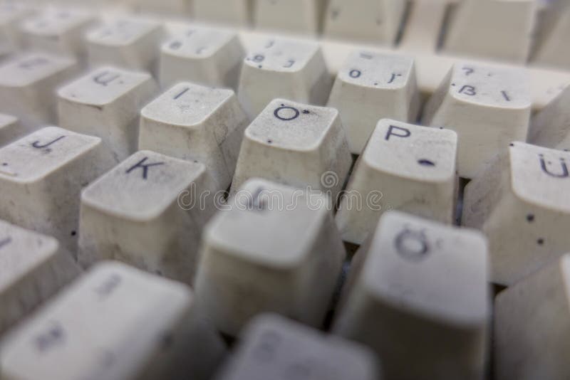 A Completely Dirty White Computer Keyboard in a Workshop Stock Image ...