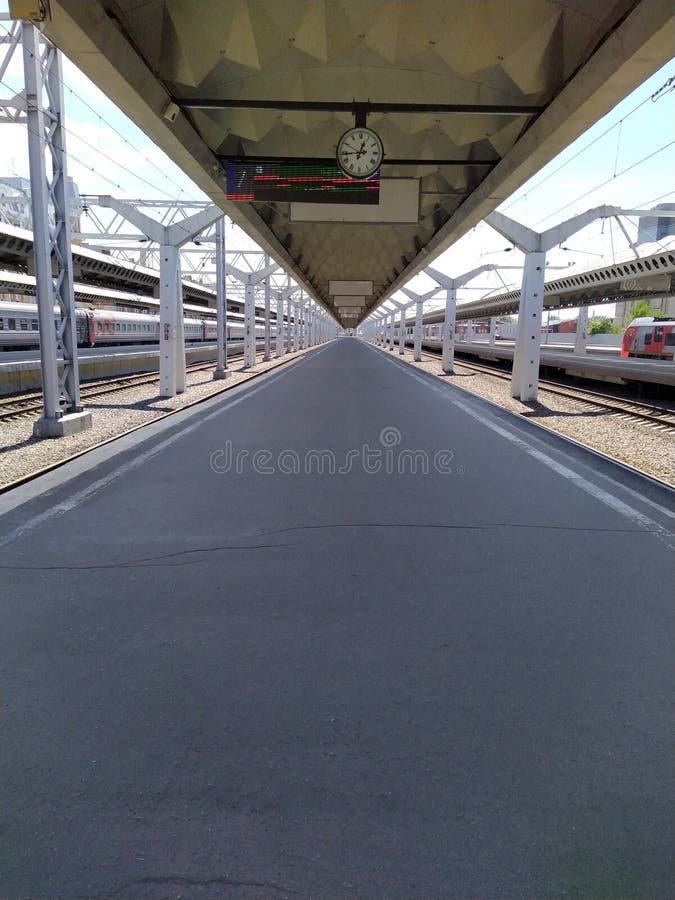 Completely Empty Train Station Platform in the Summer Afternoon Stock ...