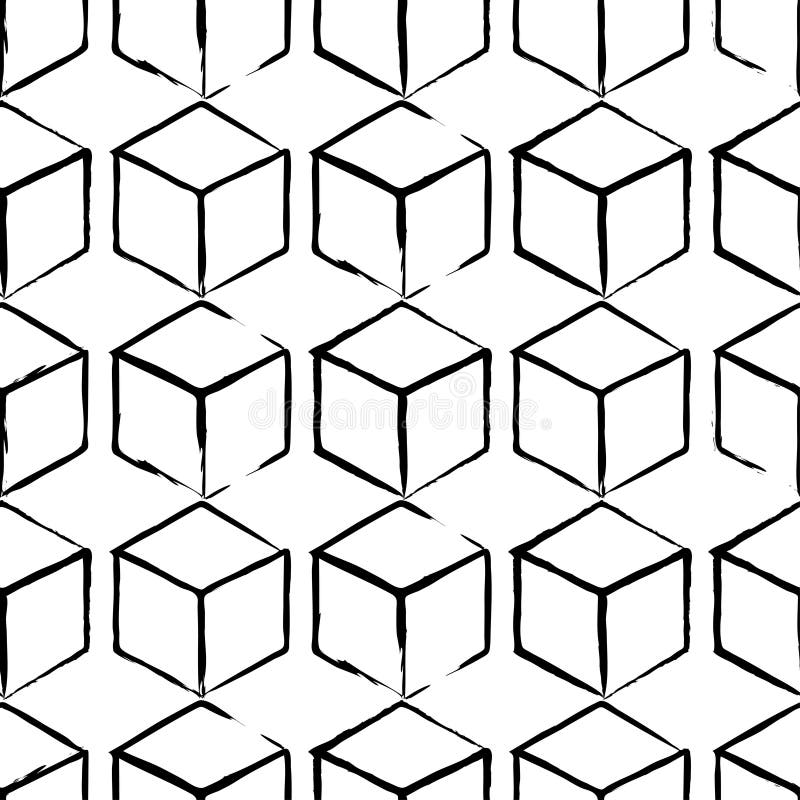 Completely Seamless, Abstract Cube Pattern. Black and White Design ... Completely Seamless, Abstract Cube Pattern. Black and White Design ...
