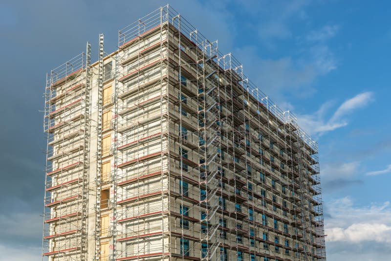 Skyscraper with Scaffolding Stock Photo - Image of elaboration, grade ...