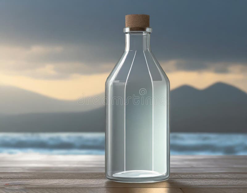 A Completely Transparent and Simple Glass Bottle, with a Smooth Surface ...