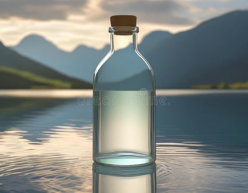 A Completely Transparent and Simple Glass Bottle, with a Smooth Surface ...