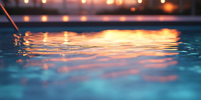 Completely Unfocused Infinity Pool Reflection for Luxury Resort or ...