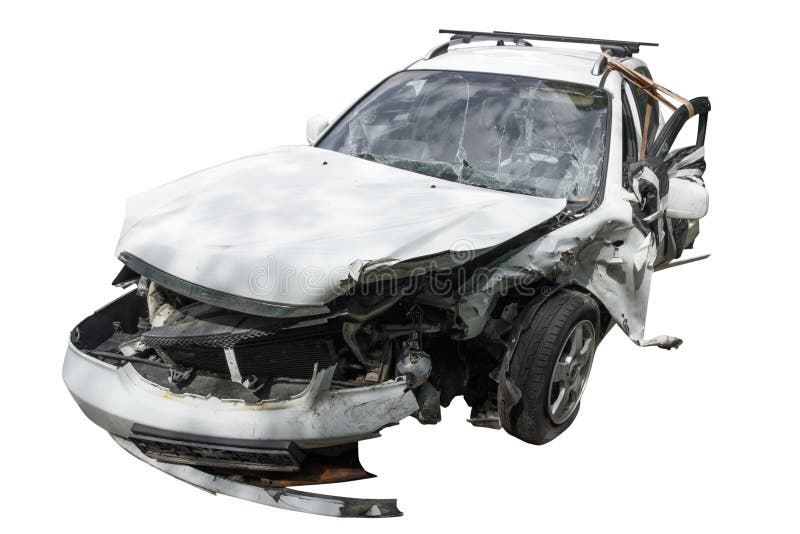 A Completely Wrecked Car after a Serious Accident,ruined Car Isolated ...