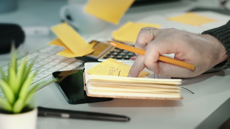 Completing Checklist Task Done Word Yellow Sticky Note Office Table ...