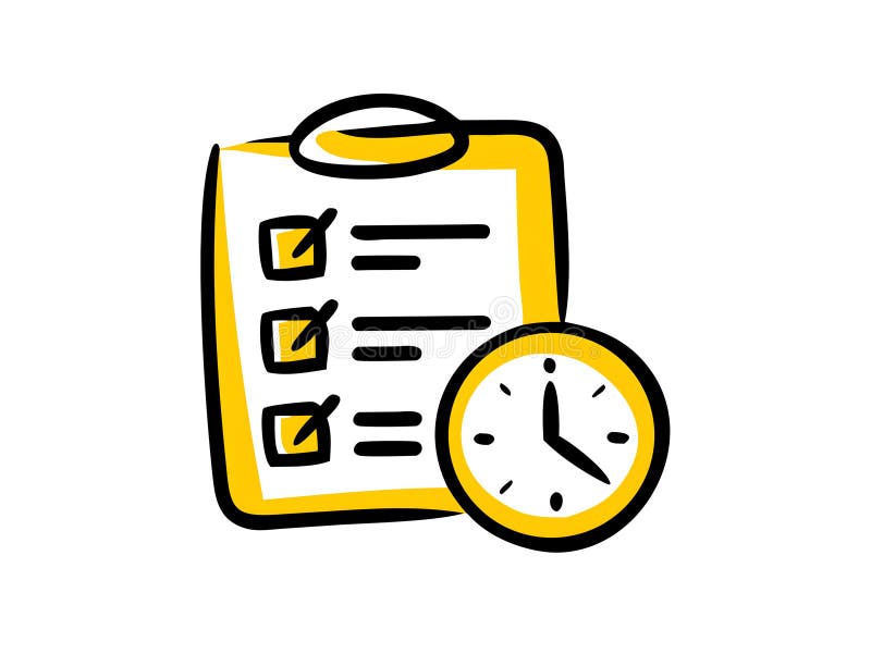 Completing Checklist on Time with Clock Illustration Stock Illustration ...