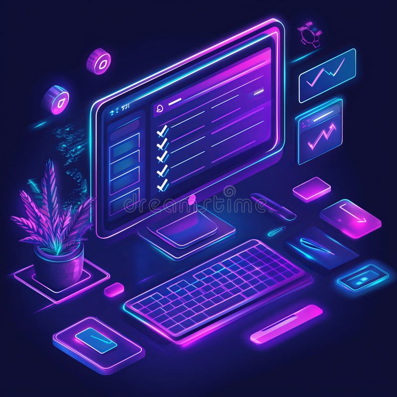 Completing Online Survey Form on Computer with Glowing Keyboard and ...