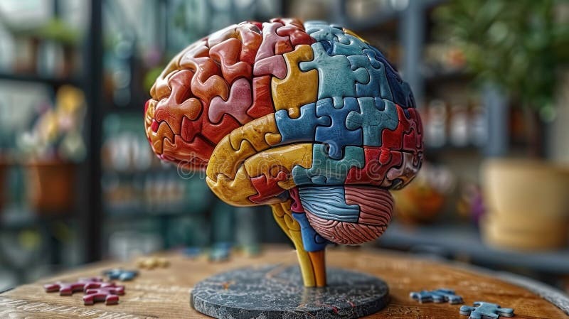 Completing the Puzzle: Human Brain with Jigsaw Pieces Stock ...