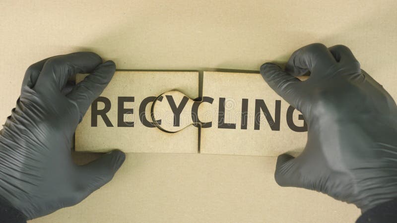 Composing Two Jigsaw Puzzle Pieces with RECYCLING Word Stock Photo ...