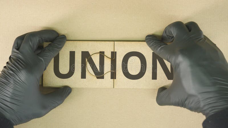 UNION Word on Cardboard Jigsaw Puzzle Pieces Stock Photo - Image of ...