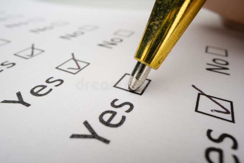 Completing a Questionnaire with Yes or No Questions Stock Image - Image ...