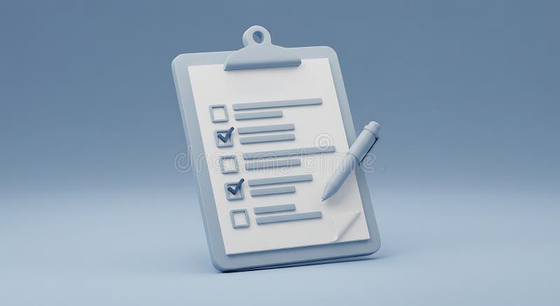 Completing Task Checklist on Clipboard with Pen for Survey Purposes ...