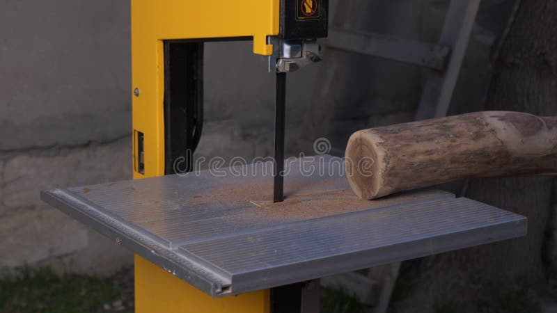Completion of the Process of Sawing the Processed Log into Halves on ...