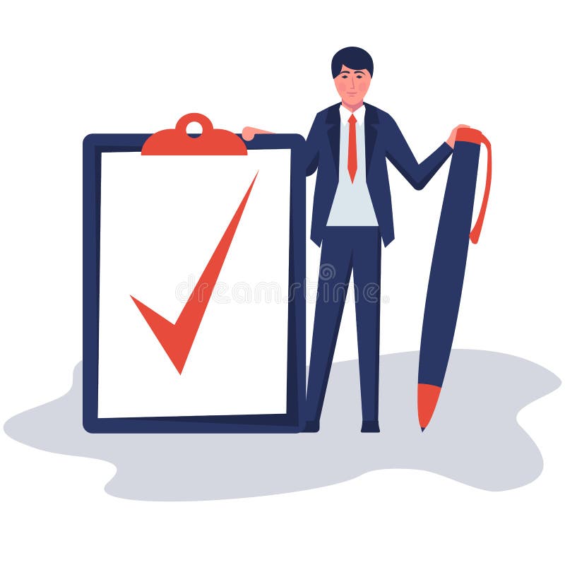 Completion Task. Businessman Wrote a Mark on the Completion of a Stock ...