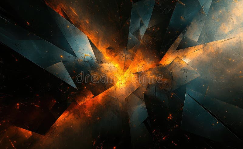 Complex Abstract Background with Low-Poly Shapes, Dark and Glowing ...