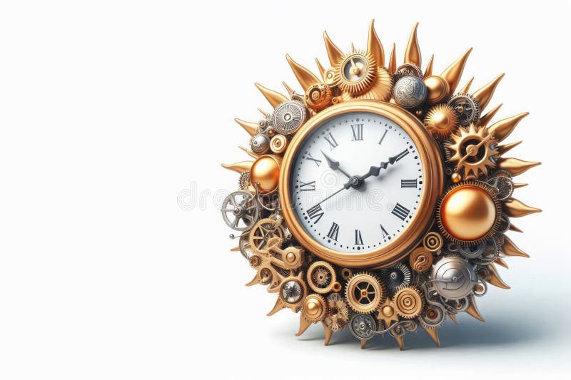 A Complex Abstract Clock Made of Gears and Gold. Space for Text. Stock ...