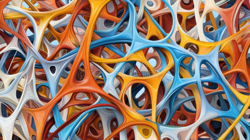 A Complex, Abstract Composition of Overlapping Organic Shapes in a ...