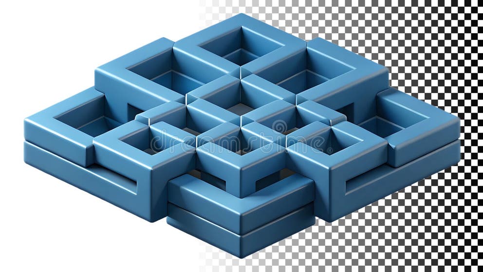 Abstract Geometric Labyrinth Interconnected Blocks Png Transparent ...