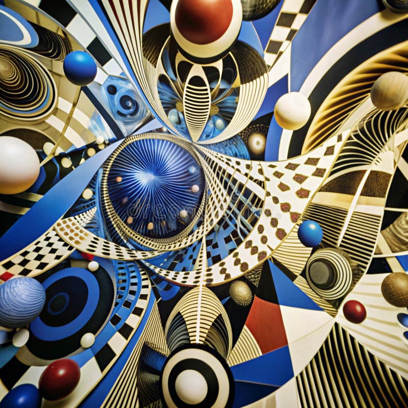 Geometric Shapes, Colors, and Textures Create a Dynamic Abstract Image ...