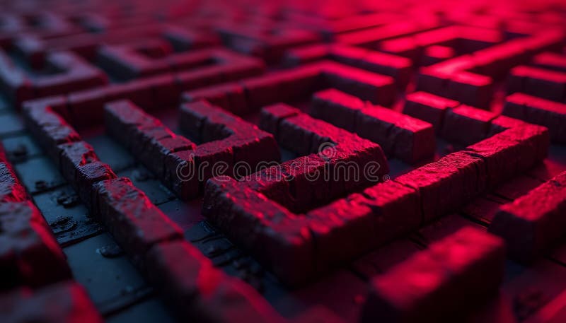 Complex Abstract Labyrinth Pattern with Dark Color Gradients and Visual ...