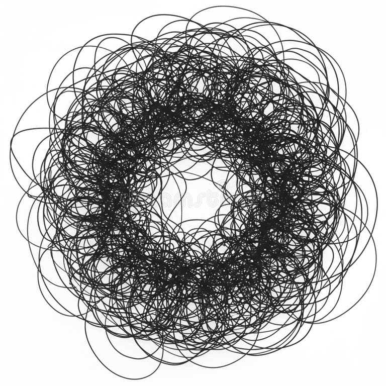 A Complex, Abstract Pattern of Black Lines Forms a Circular, Intricate ...