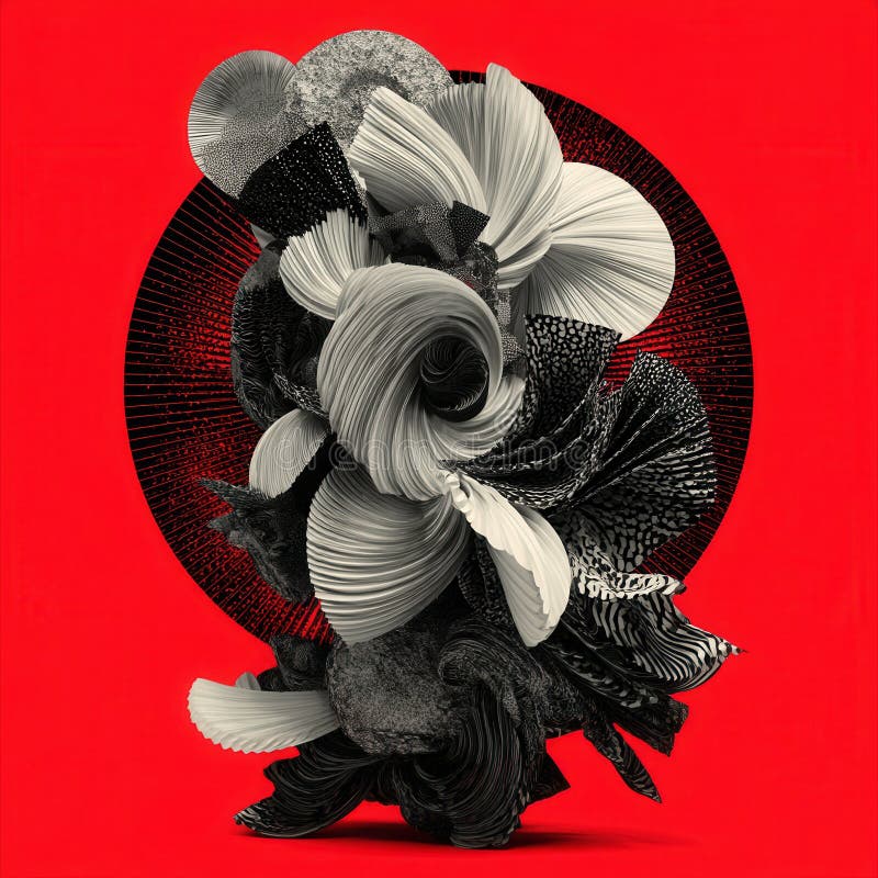 Complex Abstract Sculpture Rotating on Red Background Stock Photo - Image of intricate, element ...