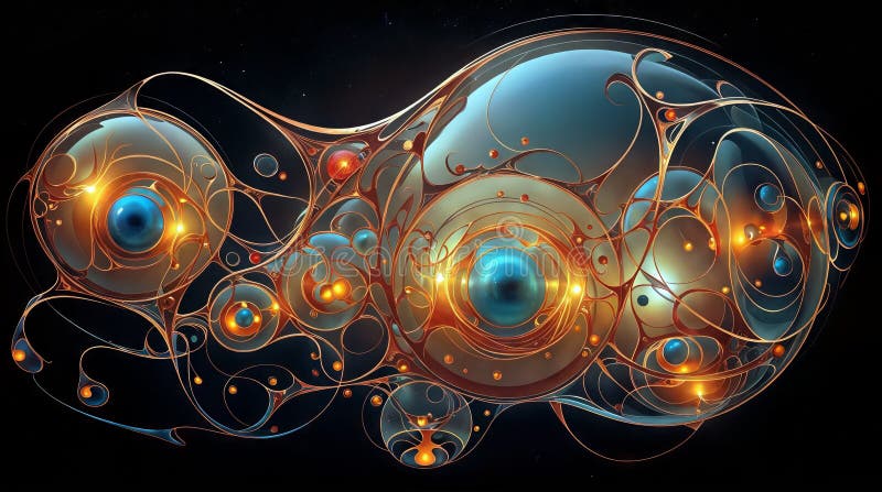 A Complex and Abstract World Unfolds with Glowing Blue and Orange ...