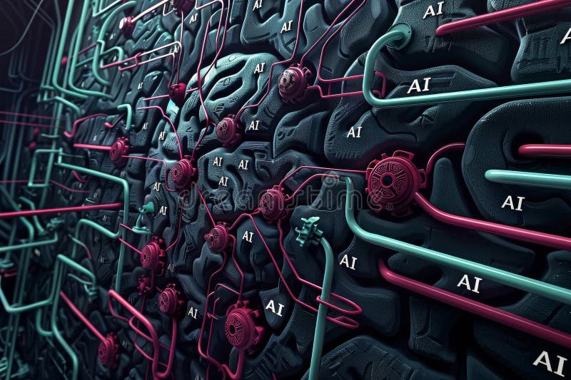 Complex AI Circuitry in a Dark, High Tech Environment, Representing the ...