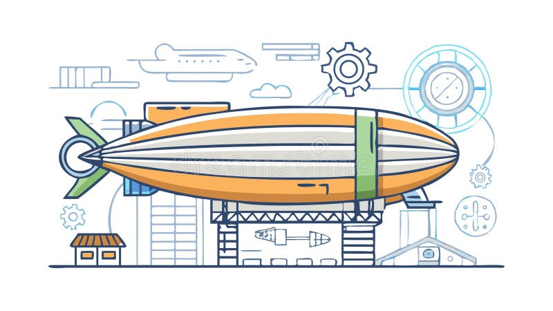 Complex Airship Structure, Detailed Aerial Engineering, Vector Design ...