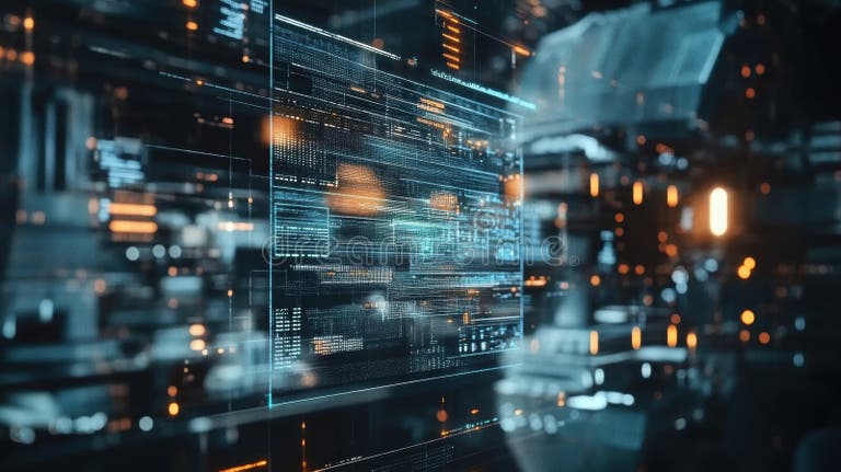 Futuristic Server Room Processing Big Data with Holographic Display ...