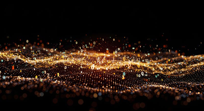 Complex Algorithms Visualization With Binary Code And Golden Light