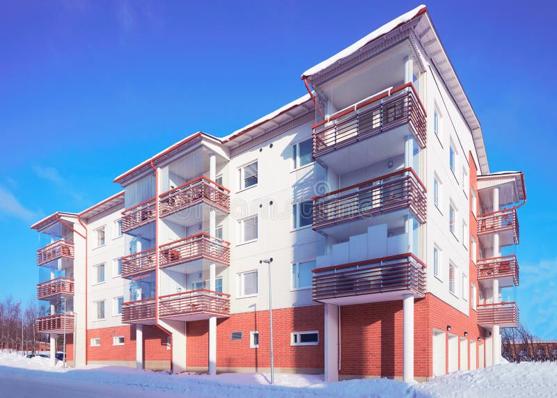 Complex of Apartment Residential Buildings Winter Stock Image - Image ...