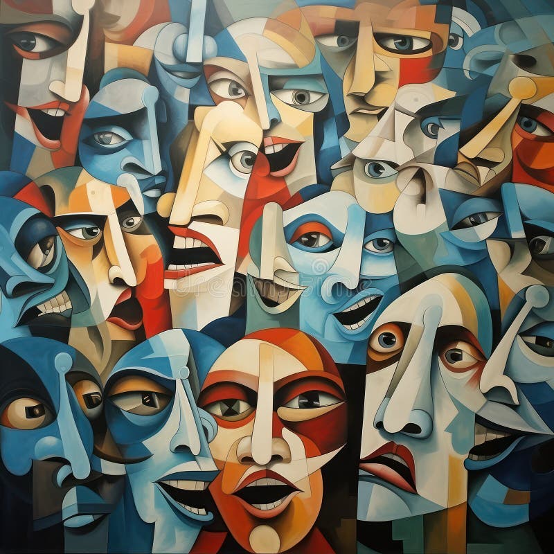 Cubist Tapestry of Abstract Facial Features. AI Generation Stock Image ...