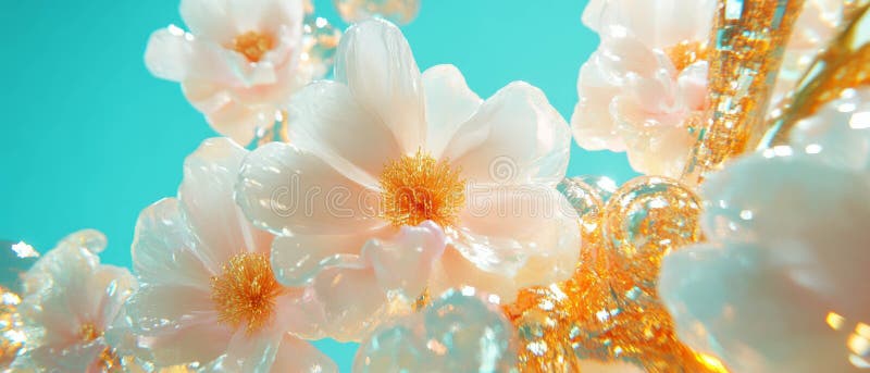 Complex Arrangement of 3D Flowers in Modern Abstract Design with ...