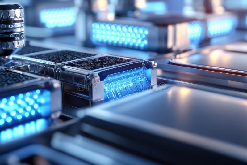 Complex Arrangement of Illuminated Digital Components in a Modern ...