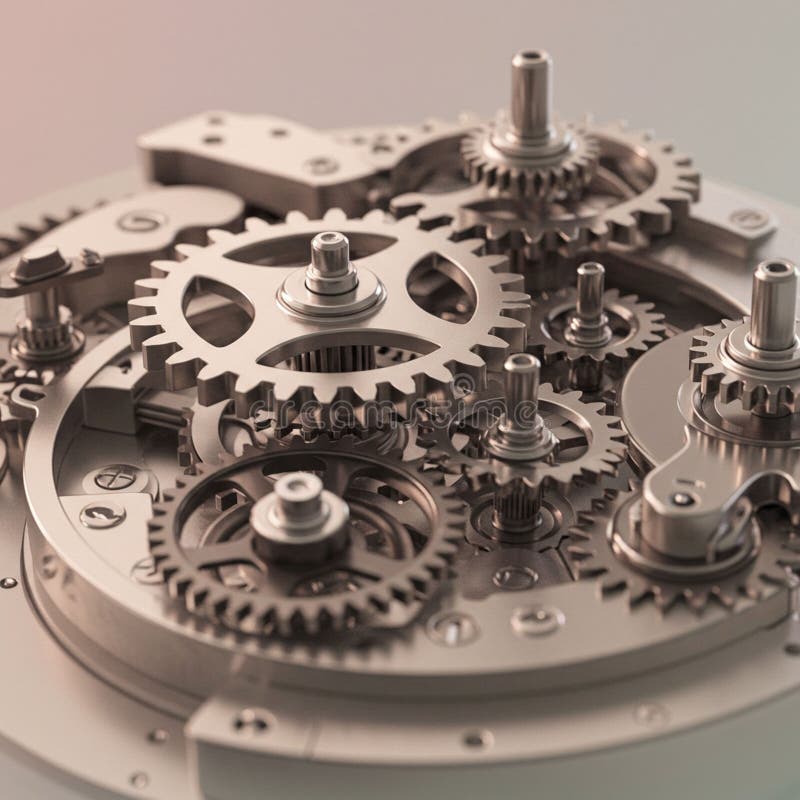 A Complex Arrangement of Interlocking Gears Made of Metal, Featuring ...