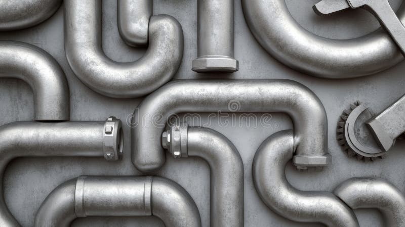 Interlocking Metal Pipes Create an Intricate Industrial Pattern, AI ...