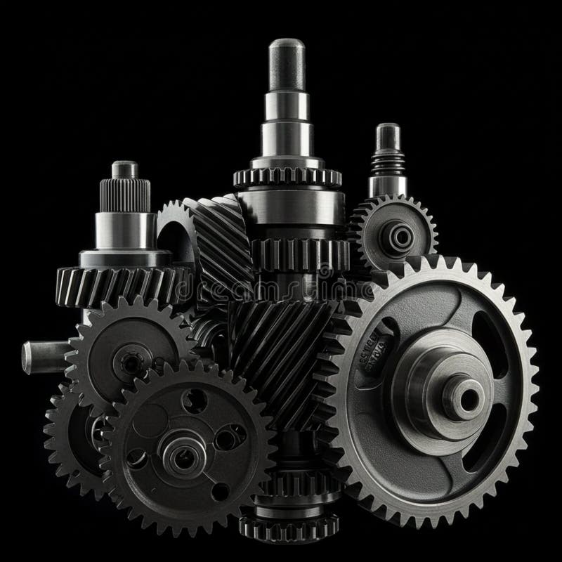 A Complex Arrangement of Interlocking Metallic Gears in Varying Sizes ...