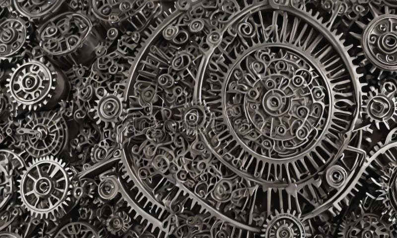 Complex Arrangement Metallic Gears and Cogs, with Intricate Patterns ...